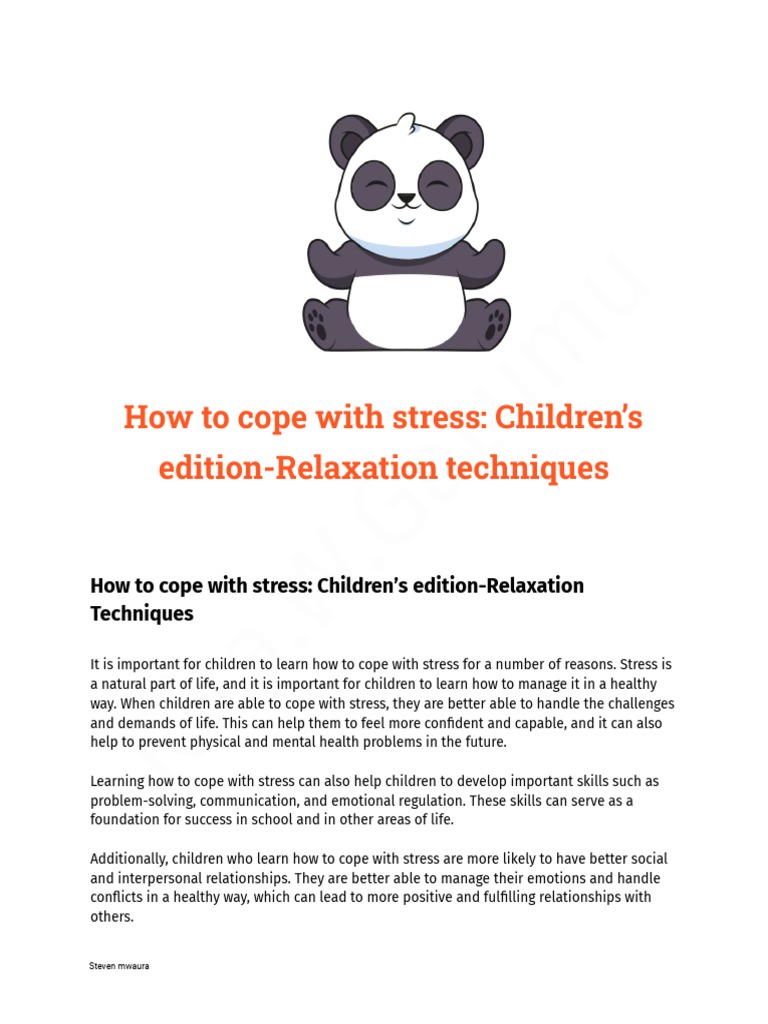 Lesson Plan - How To Cope With Stress For Children | PDF | Relaxation ...