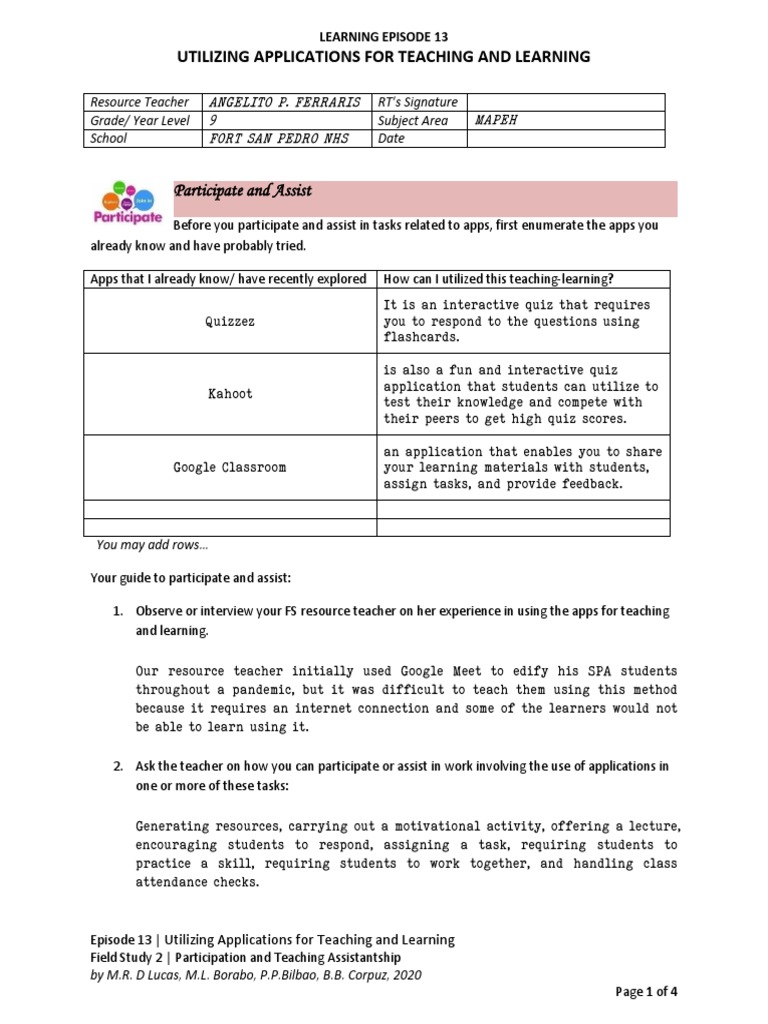 FS 2 Ep 13 | PDF | Learning | Teaching Method