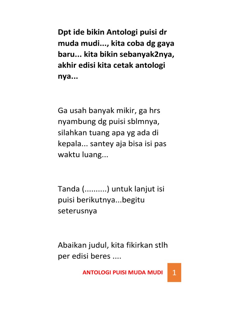DPT Ide Bikin Antologi Puisi DR Muda Mudi (Haiku) | PDF | Puisi