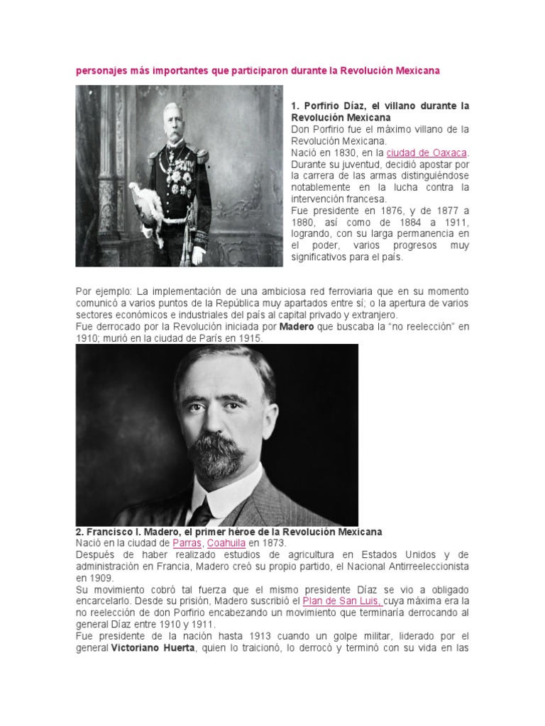 Personajes Más Importantes Que Participaron Durante La Revolución ...