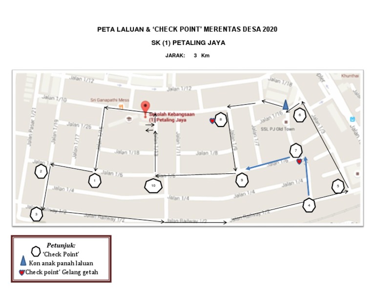 Peta Laluan & Check Point' Merentas Desa 2020 SK (1) Petaling Jaya | PDF