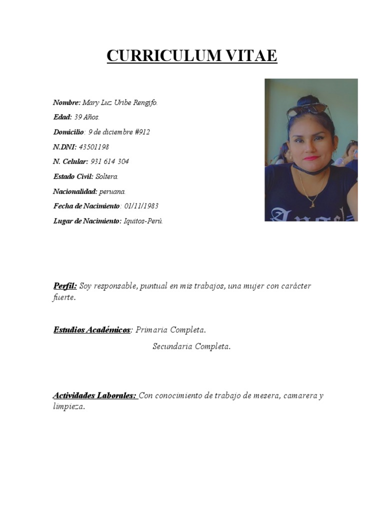 Curriculum Vitae Mary | PDF