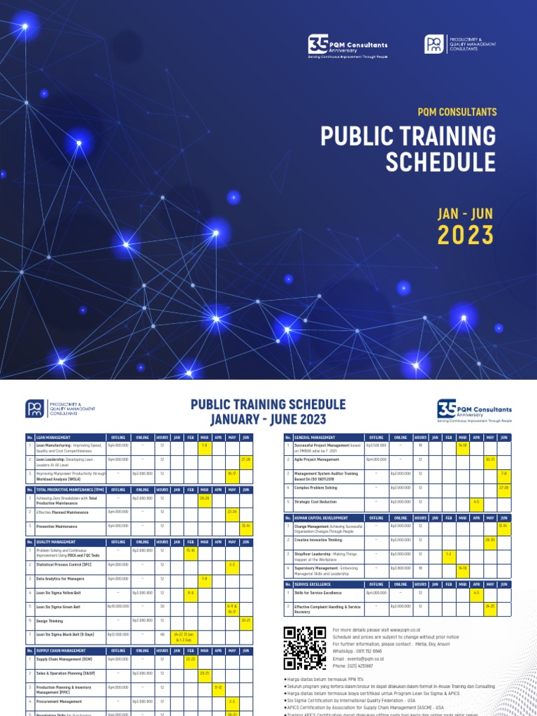 PQM Training Schedule & Costs 2023 | PDF | Project Management ...