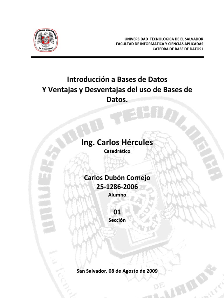 Introducción A Bases de Datos Y Ventajas y Desventajas Del Uso de Bases ... Introducción A Bases de Datos Y Ventajas y Desventajas Del Uso de Bases ...