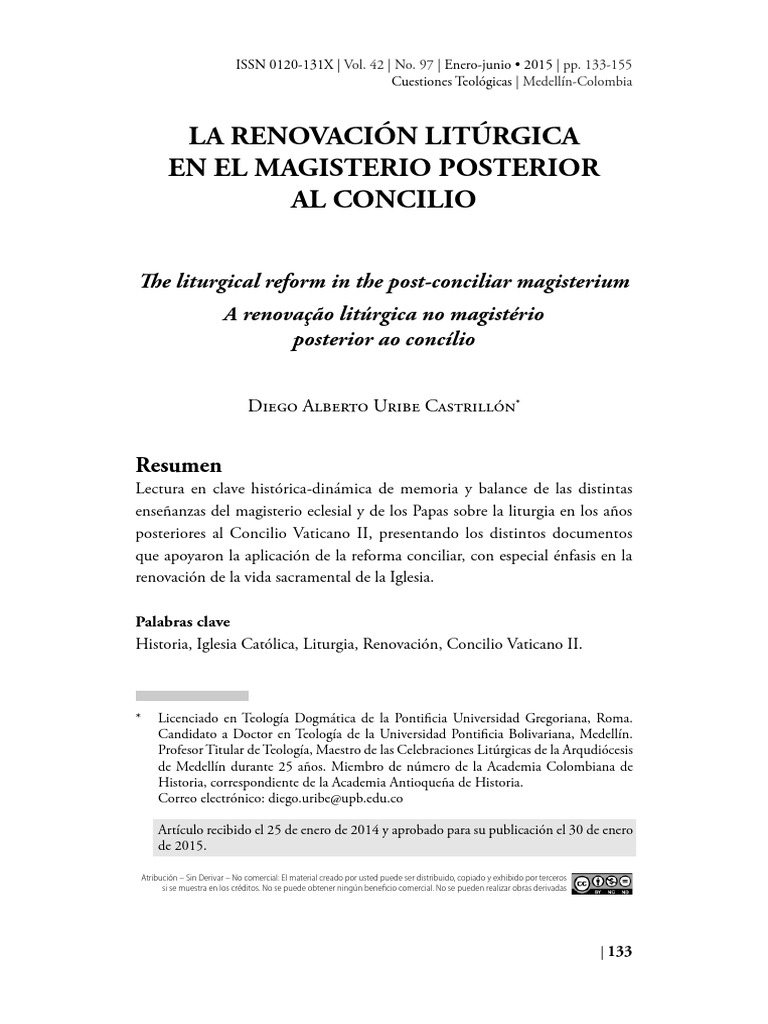 Magisterio Liturgico Posconciliar | PDF | eucaristía | Iglesia Católica