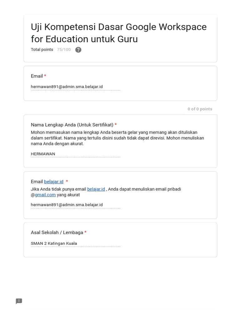 Uji Kompetensi Dasar Google Workspace For Education Untuk Guru | PDF | Bisnis