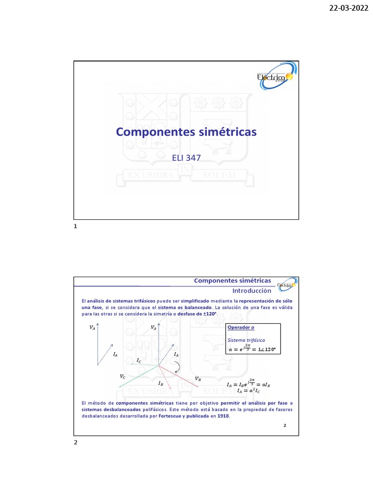 1.1 ELI347 Componentes Simétricas | PDF | Alimentación de CA | Energia ...