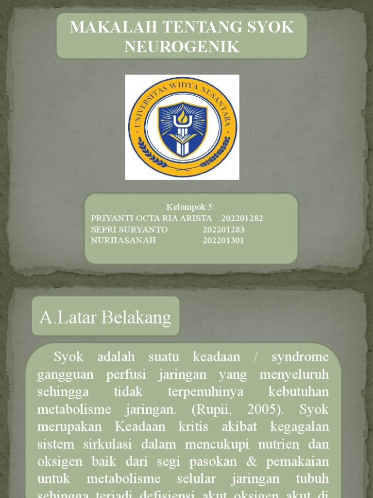 Konsep dan Asuhan Syok Neurogenik | PDF