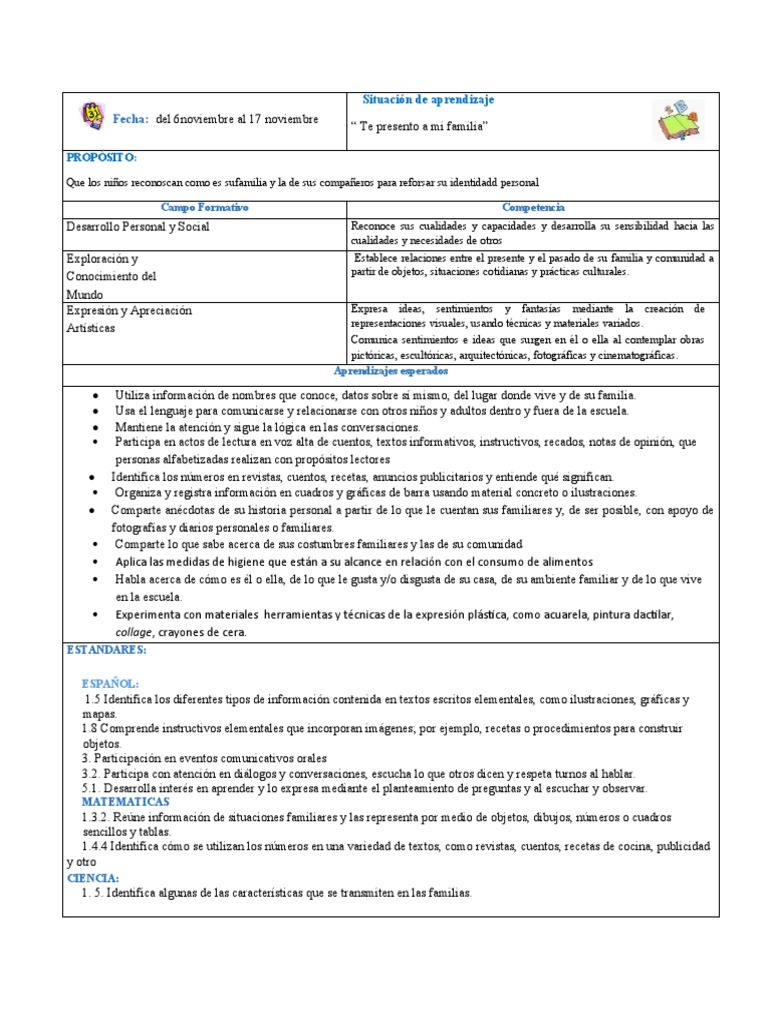 Proyecto "Te Presento a Mi Familia" | PDF | Aprendizaje | Evaluación