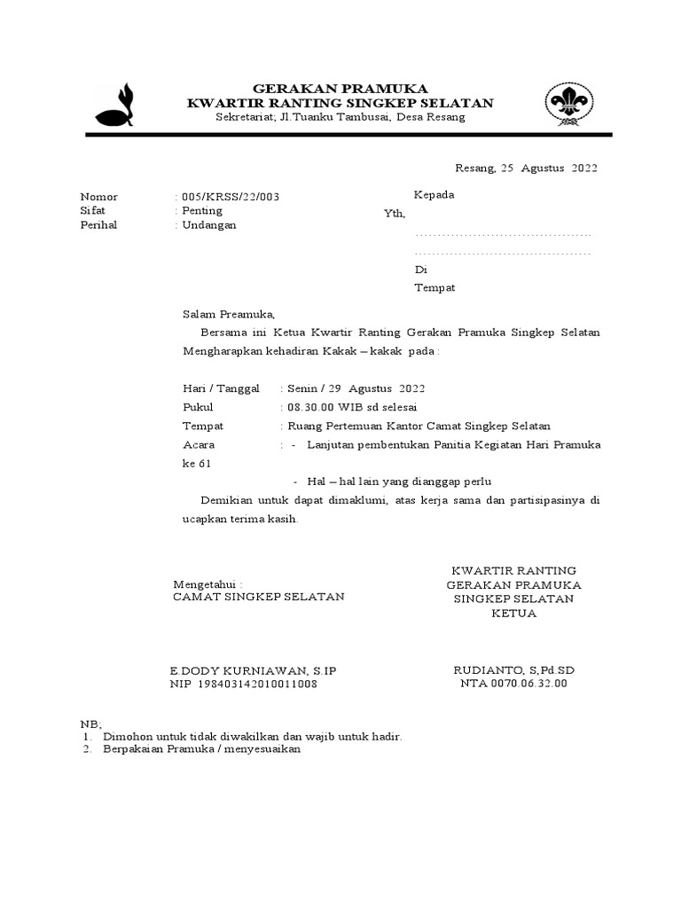 Undangan Kwarran | PDF