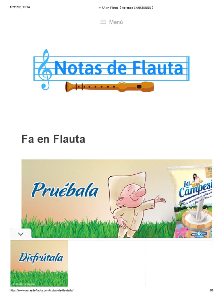 FA en Flauta【 Aprende CANCIONES 】 | PDF | Flauta | Composiciones Musicales