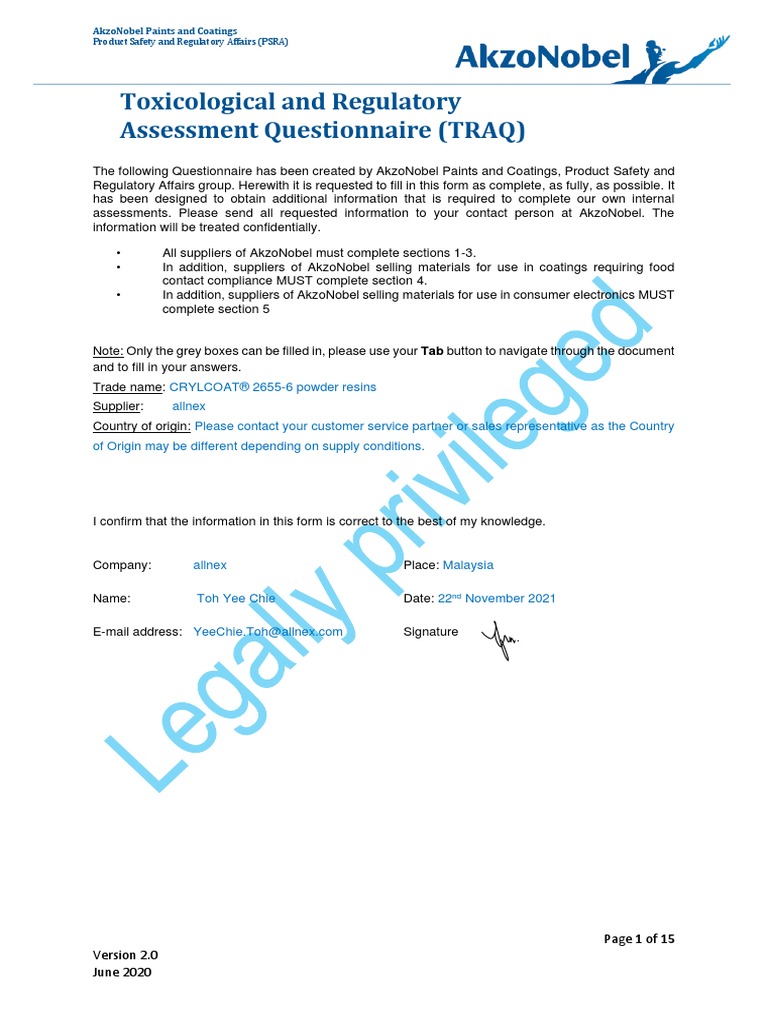 Crylcoat 2655-6 - TRAQ | PDF | Dangerous Goods | Chemical Substances