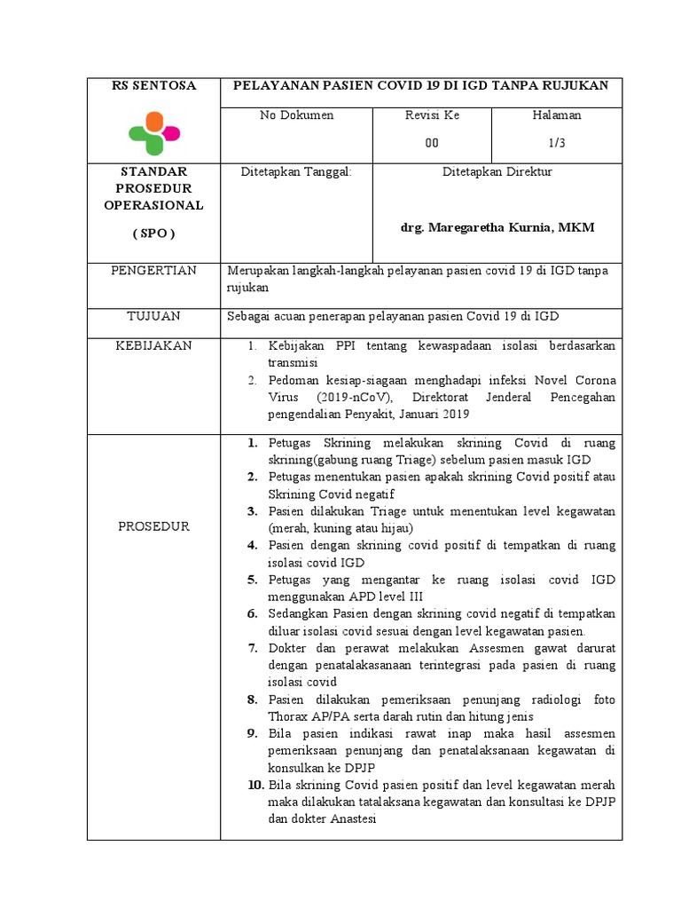 Spo Alur Pelayanan Covid Di Igd | PDF