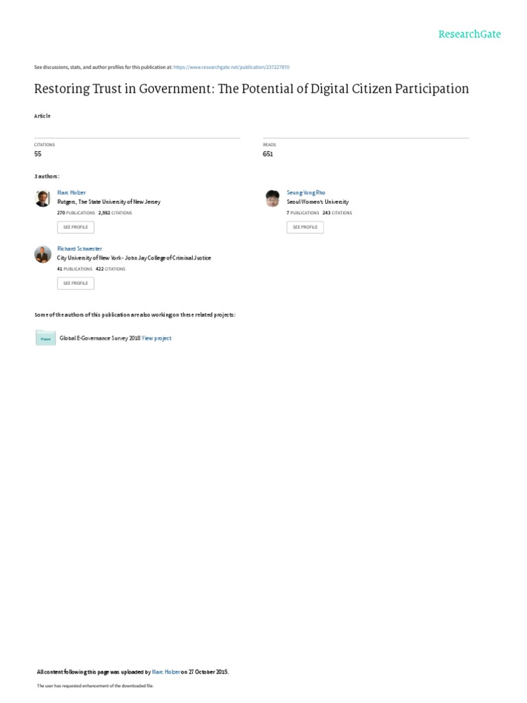 Restoring Trust in Government: The Potential of Digital Citizen ...