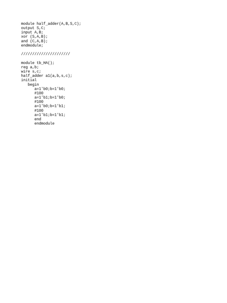 Half Adder | PDF | Computers