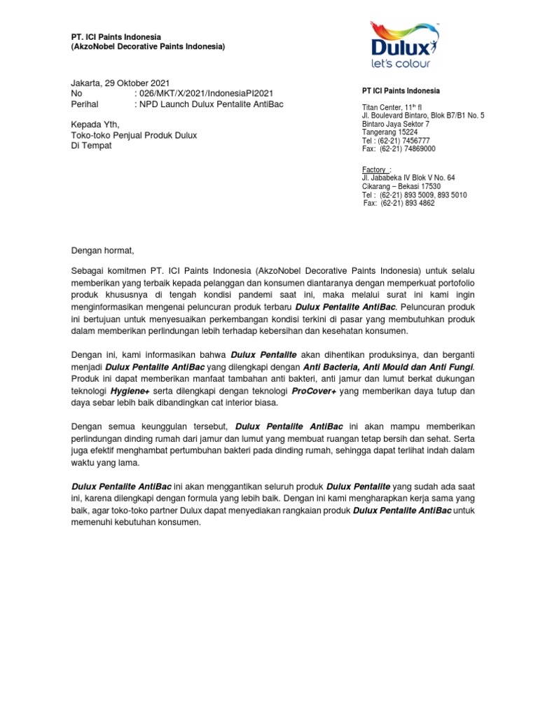 NPD Launch Dulux Pentalite AntiBac - Toko | PDF | Bisnis | Seni