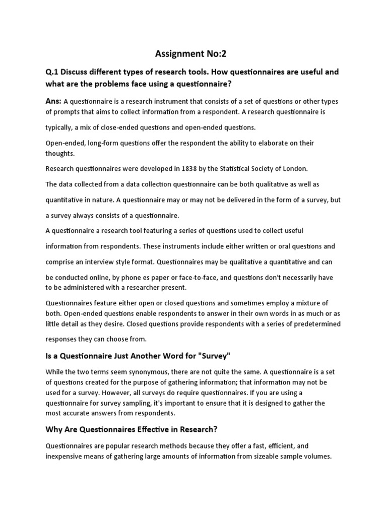 8604 Assignment No.2 | PDF | Questionnaire | Survey Methodology