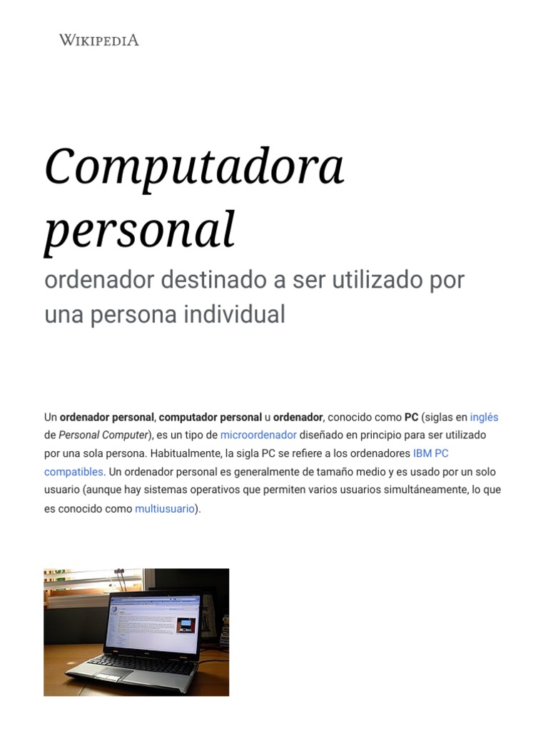 Computadora Personal - Wikipedia, La Enciclopedia Libre | PDF