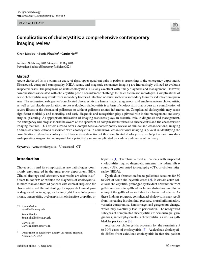 Cholecystitis - Complications of Cholecystitis A Comprehensive ...
