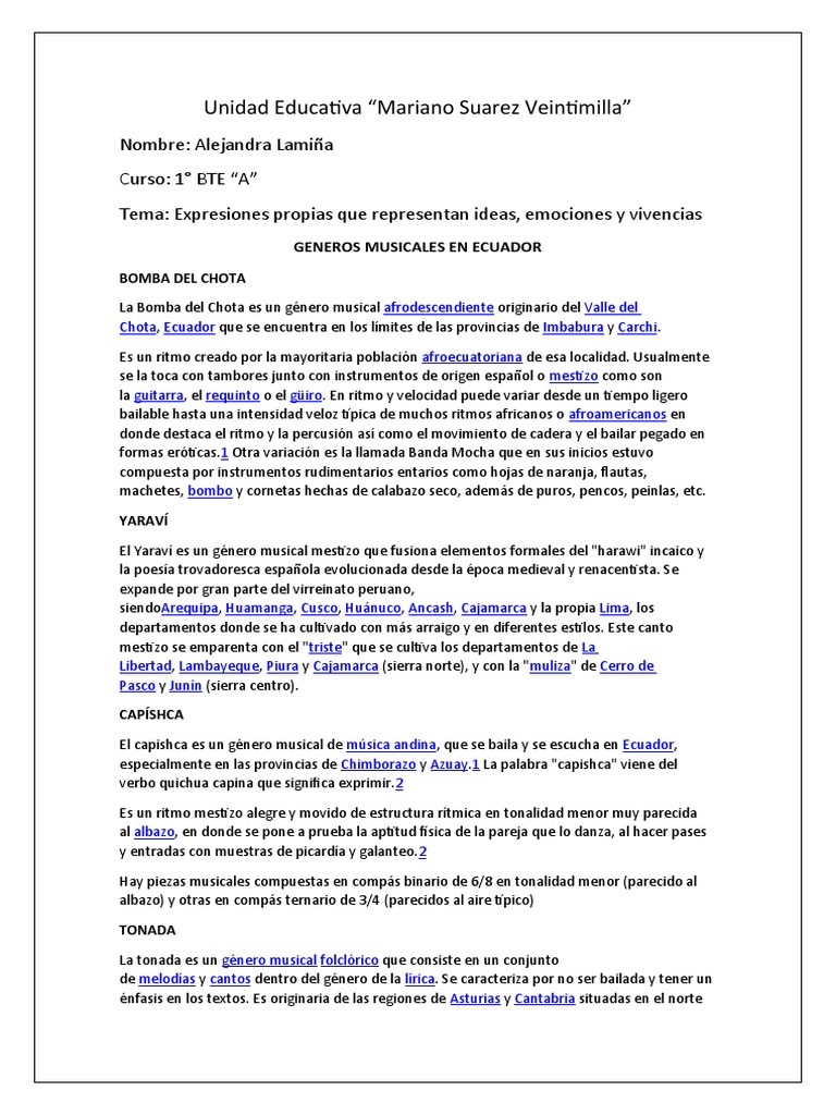 Generos Musicales Del Ecuador Pdf Rock And Roll Música Pop