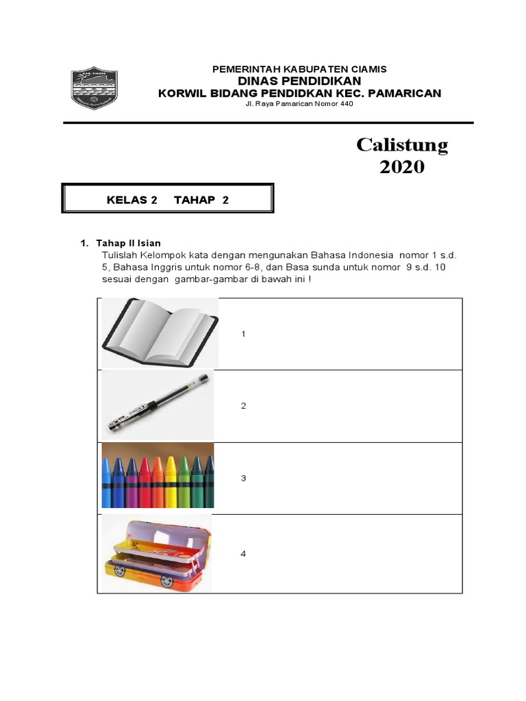 Lembar Calistung 2 2 MENULIS SESUAI GAMBAR Langsung | PDF