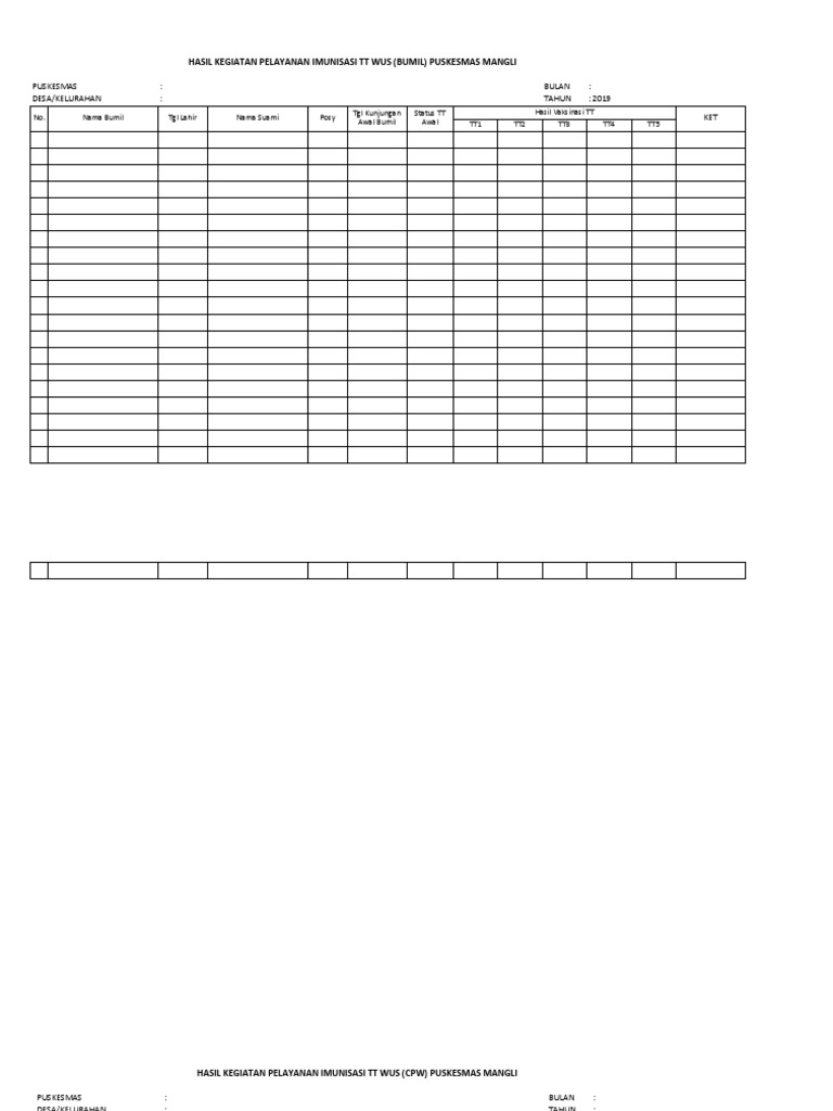 Blanko Status Imunisasi TT Wus | PDF