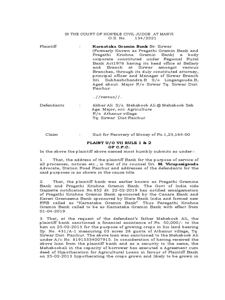 Orignal Suit With Chief Examination of Akbar Ali | PDF | Lawsuit | Loans