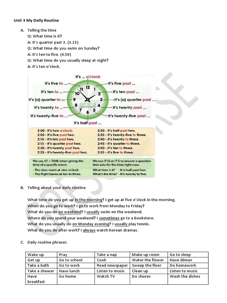 Unit 3 My Daily Routine | PDF | Verb | Semantic Units
