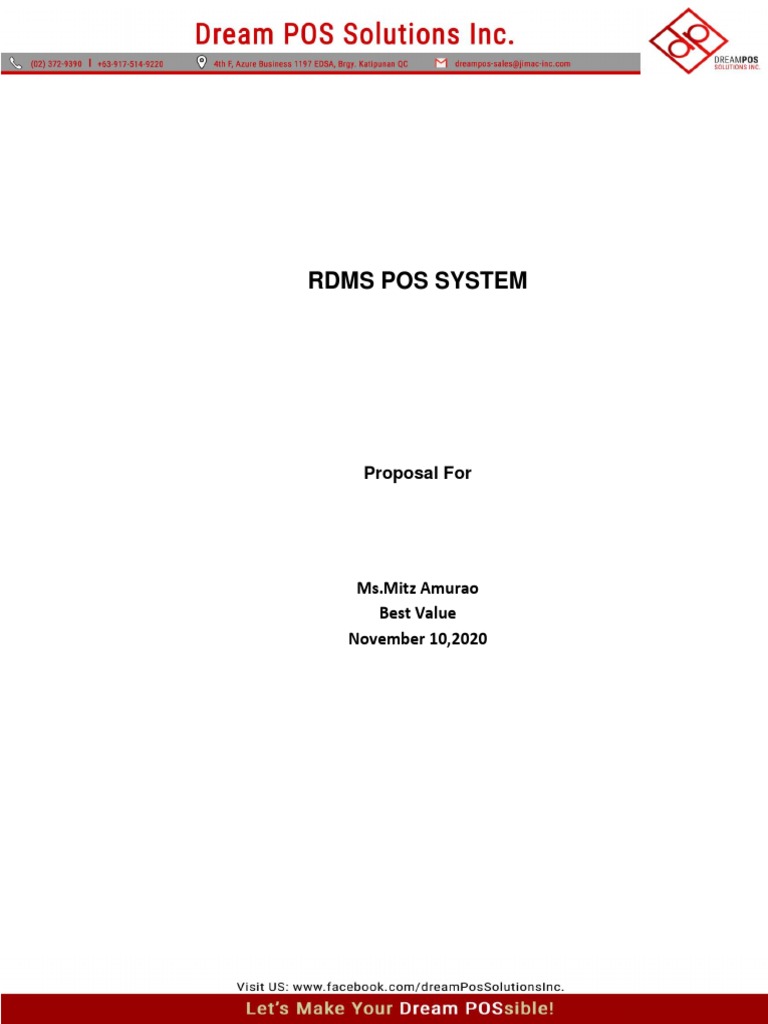 RDMS POS System Proposal | PDF | Point Of Sale | Manufactured Goods