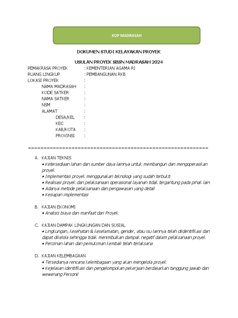 Proyek SBSN Madrasah 2024 | PDF