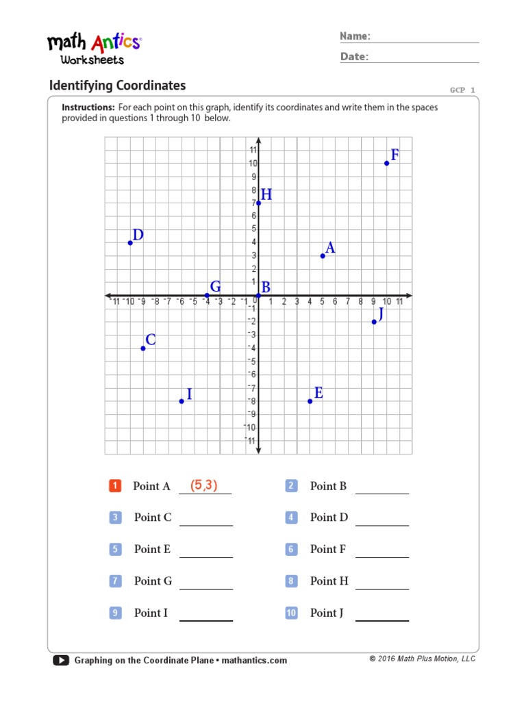 Worksheets GraphingOnTheCoordinatePlane | PDF | Cartesian Coordinate ...
