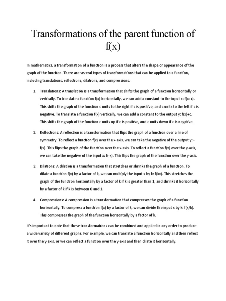 Function Graph Transformations Guide | PDF | Science & Mathematics