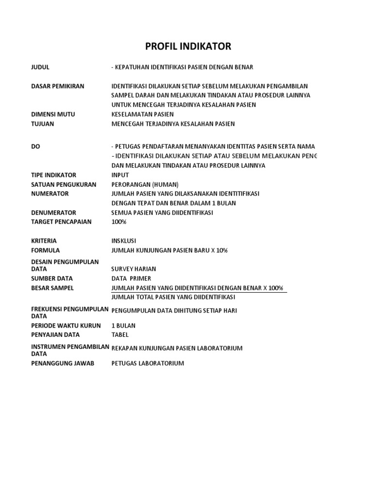 Profil Indikator Mutu Laborat 2023 | PDF