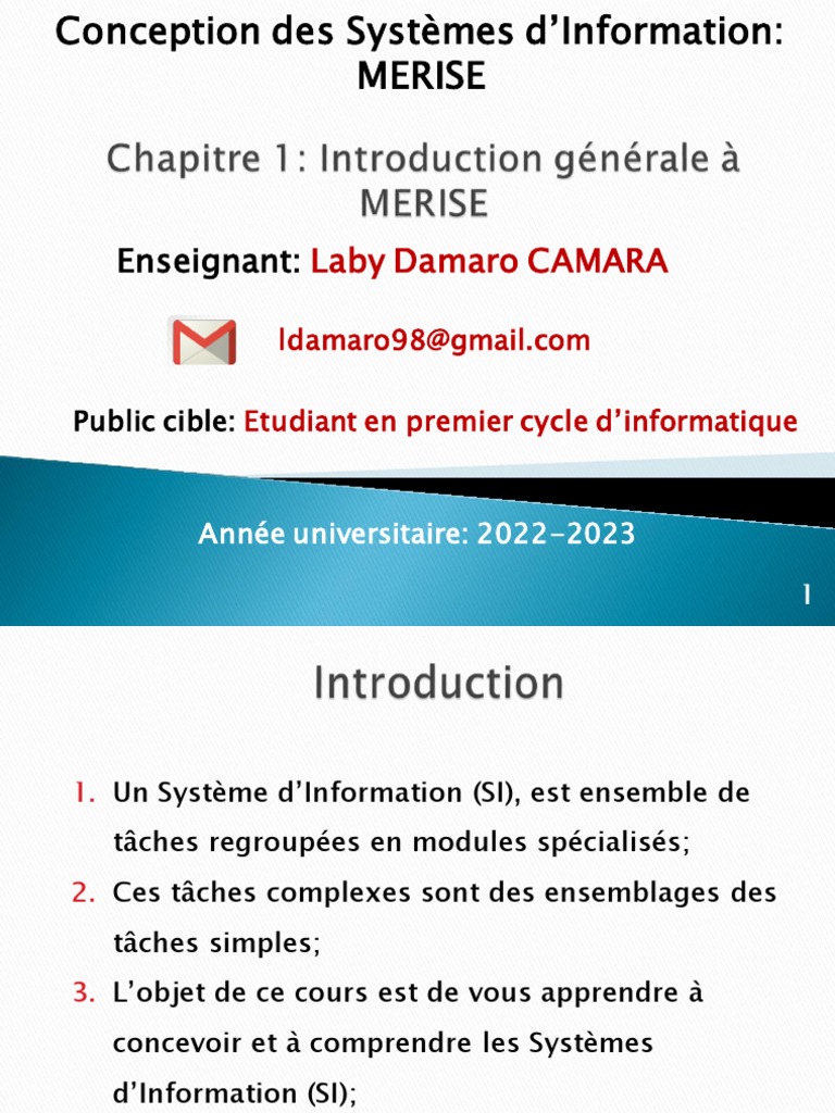 Merise Chapitre 01 | PDF | Données | Informatique