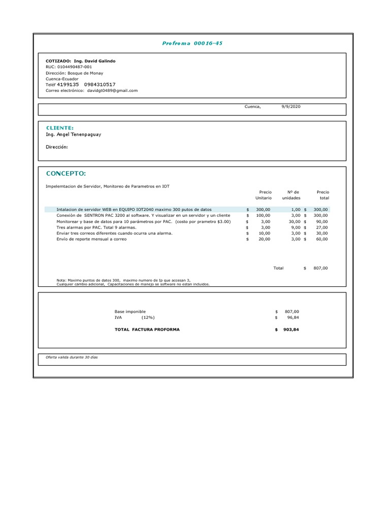 Proforma Servidor Web Angenl T. | PDF