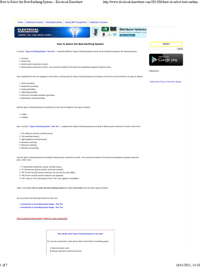 Best Earthing System Selection Guide | PDF | Electrical Components | Safety