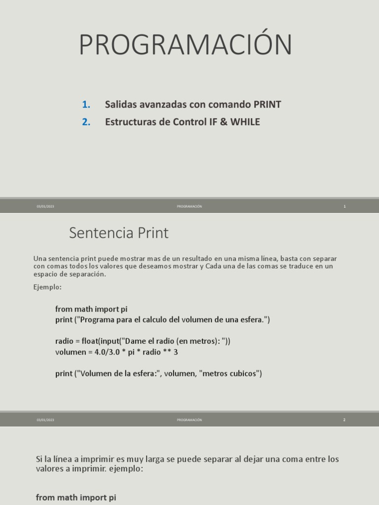 4 Print, If, While en Python | PDF | División (Matemáticas) | Python (lenguaje de programación)