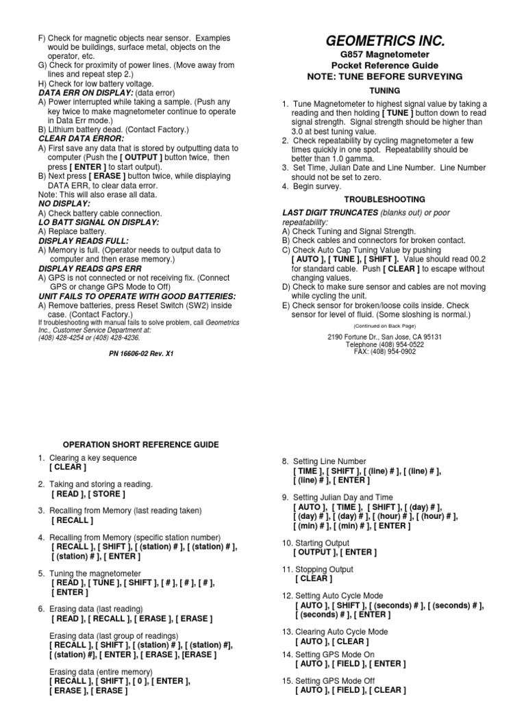 Magnet G 857 Magnetometer Pocket Reference Guide | Download Free PDF ...