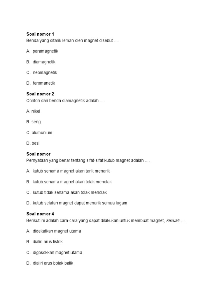 Soal Kemagnetan Kelas 9 Semester Genap | PDF