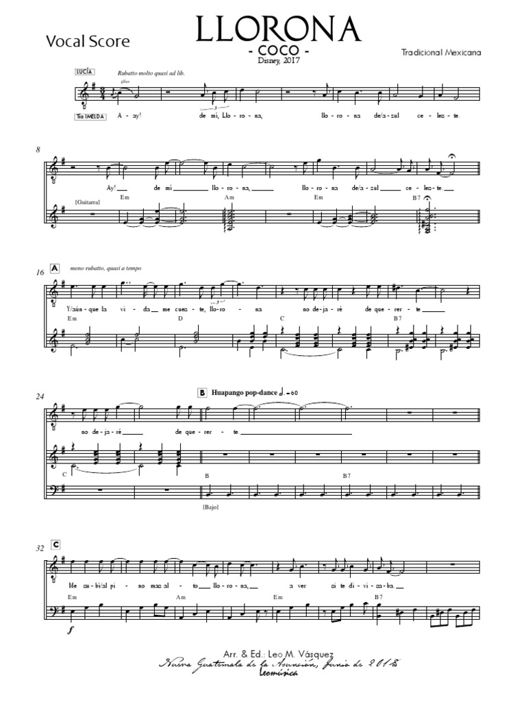 Llorona - Vocal Score | PDF