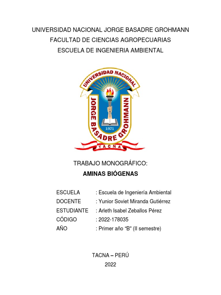 Arleth Zeballos - Aminas Biogenas | PDF | Enzima | Reacción en cadena de la polimerasa