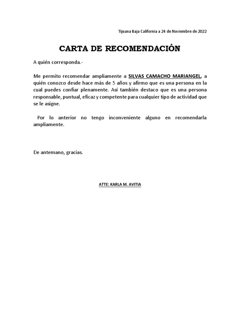 Carta de Recom | PDF