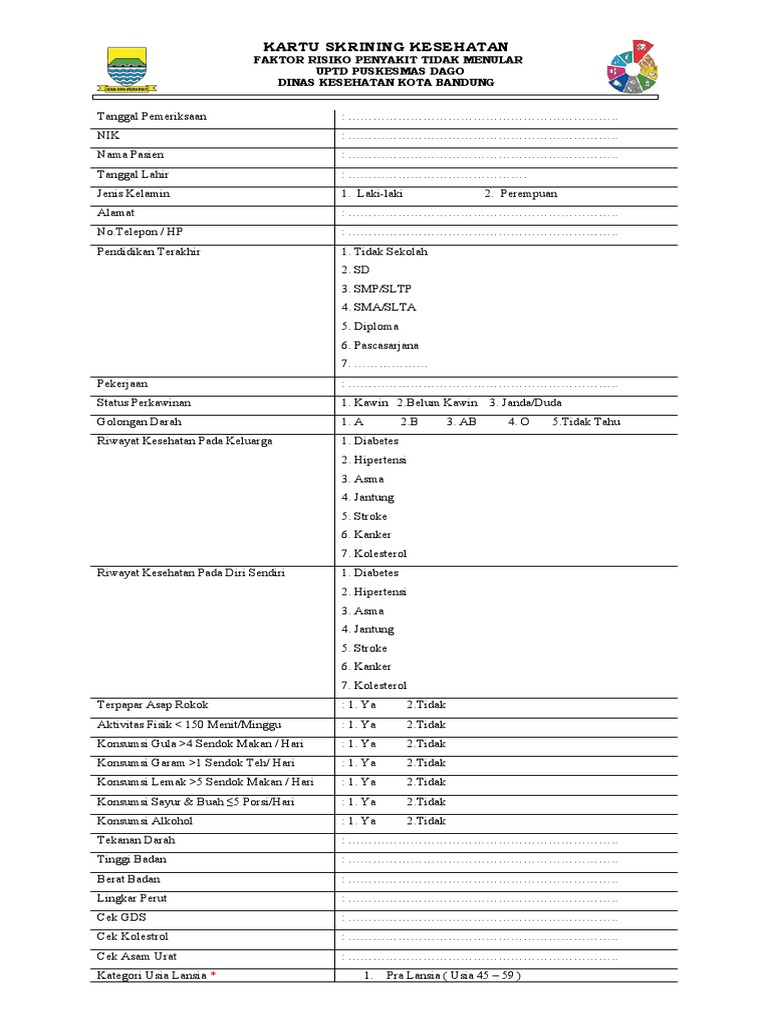 Kartu Skrining PTM Lansia Gif Keswa | PDF