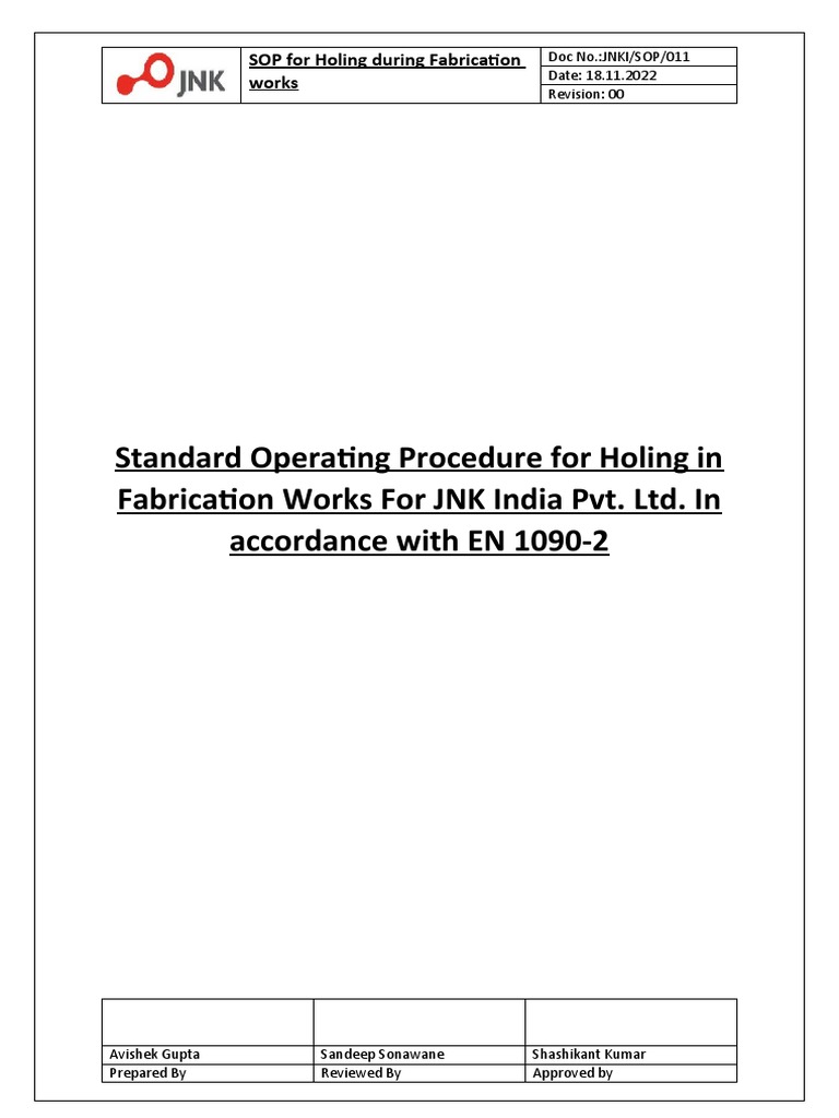 JNKI-SOP-011-Holing Procedure | PDF | Drilling | Metal Fabrication