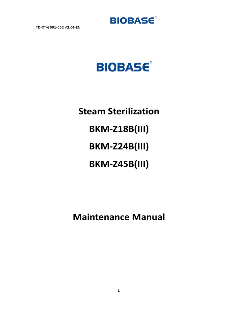 BKM-Z24B (III) Maintenance Manual | PDF | Sterilization (Microbiology) | Vacuum Tube
