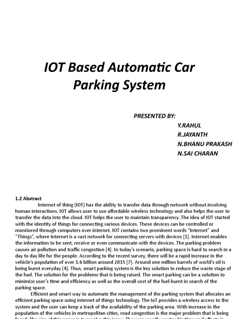 IOT Based Automatic Car Parking System | PDF | Microcontroller ...