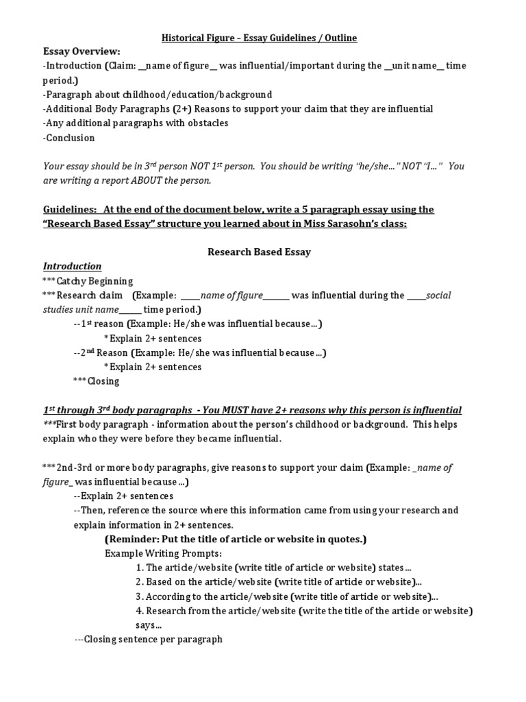 Historical FIgure Essay Guidelines | PDF | Essays | Paragraph