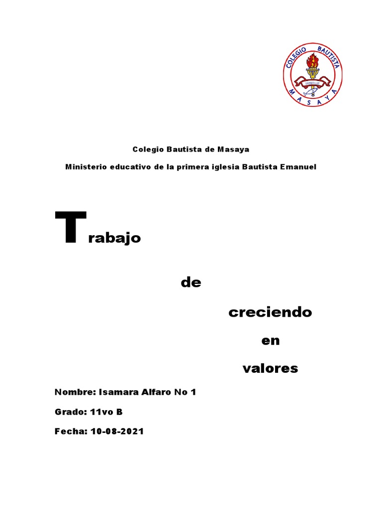 Creciendo en Valores Isamara | PDF
