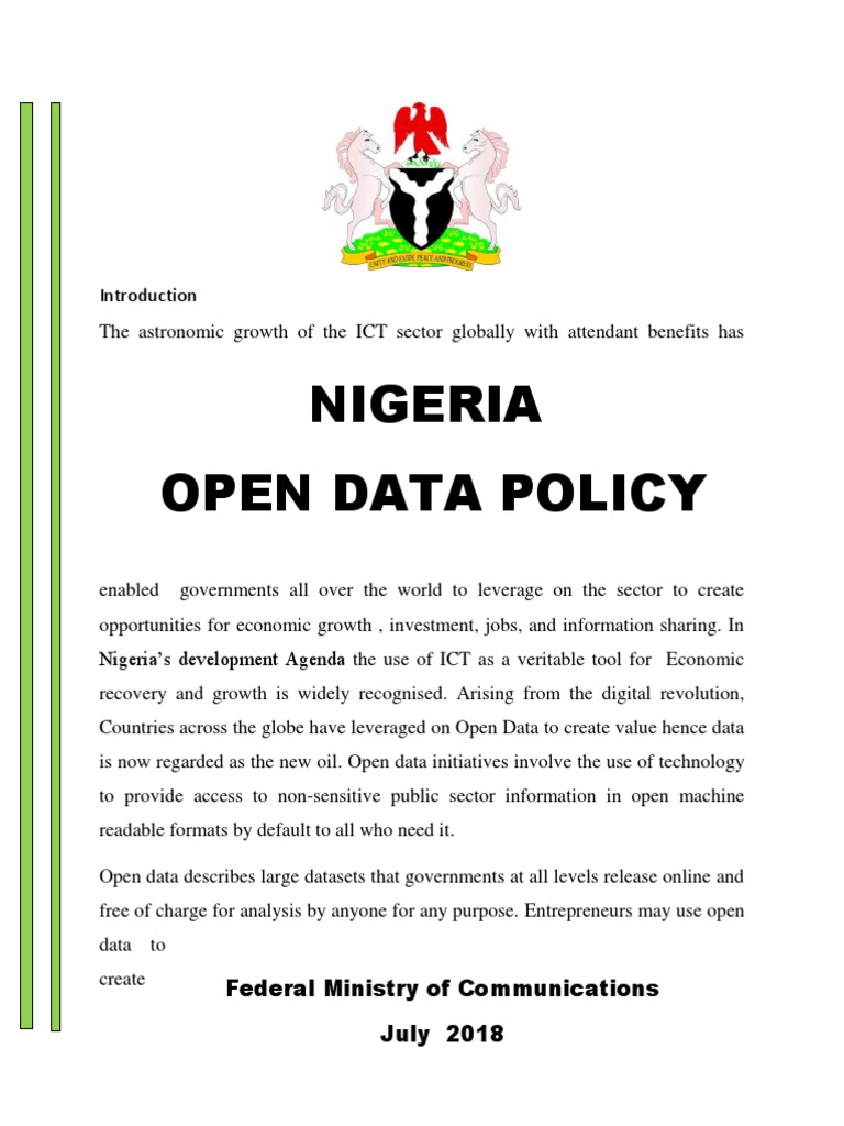 Nigeria Open Data Policy 1 | PDF | Metadata | Governance