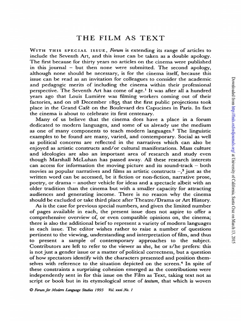 Film Text As Text | PDF